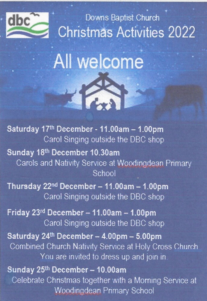 Downs Baptist Church Woodingdean Christmas Activities 2022 downs-baptist-church-woodingdean-christmas-activities-2022
